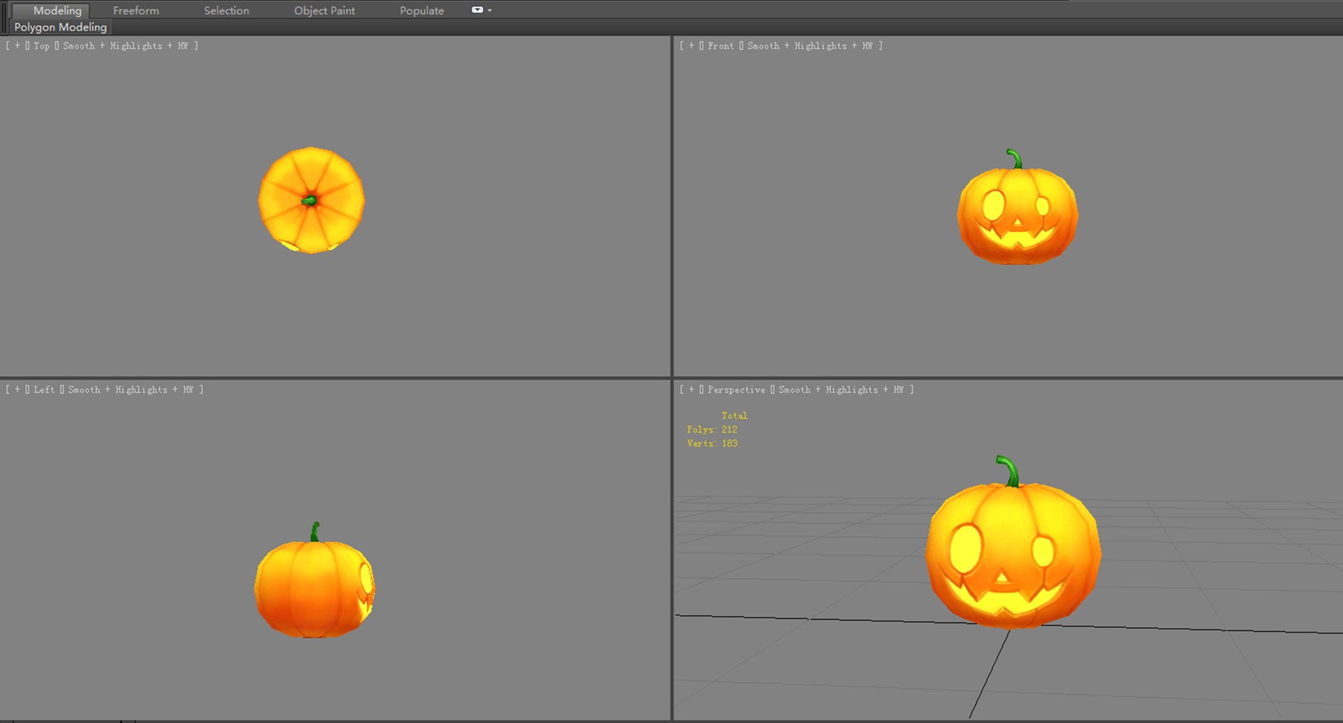 3D cartoon smiling pumpkin Low-poly 3D model model - TurboSquid 1960666