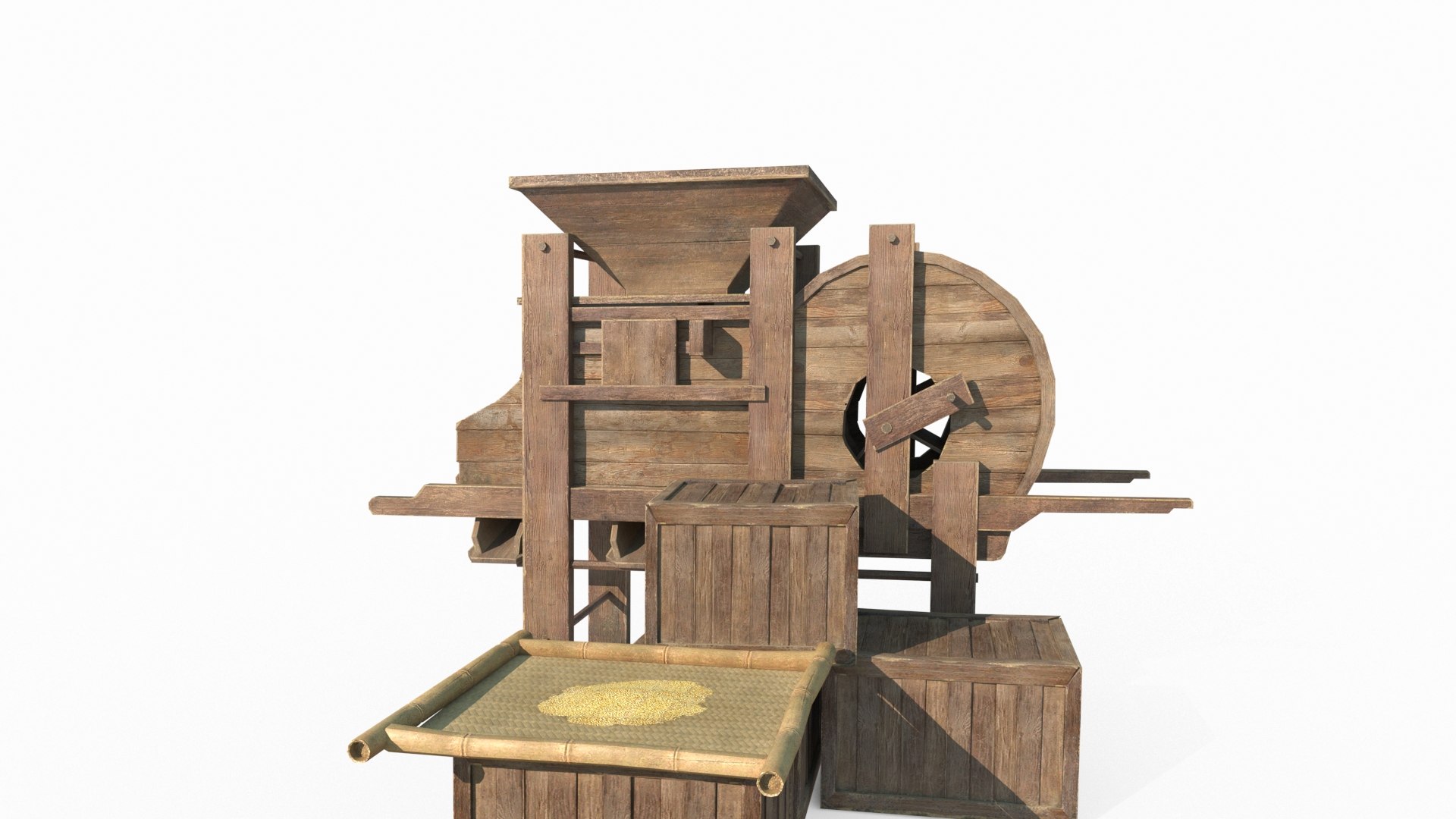 Ancient Asian agricultural tools and rice harvesters 3D - TurboSquid ...