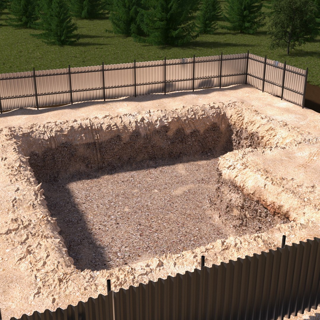 3D Model Excavated Building Foundation Terrain - TurboSquid 2288112
