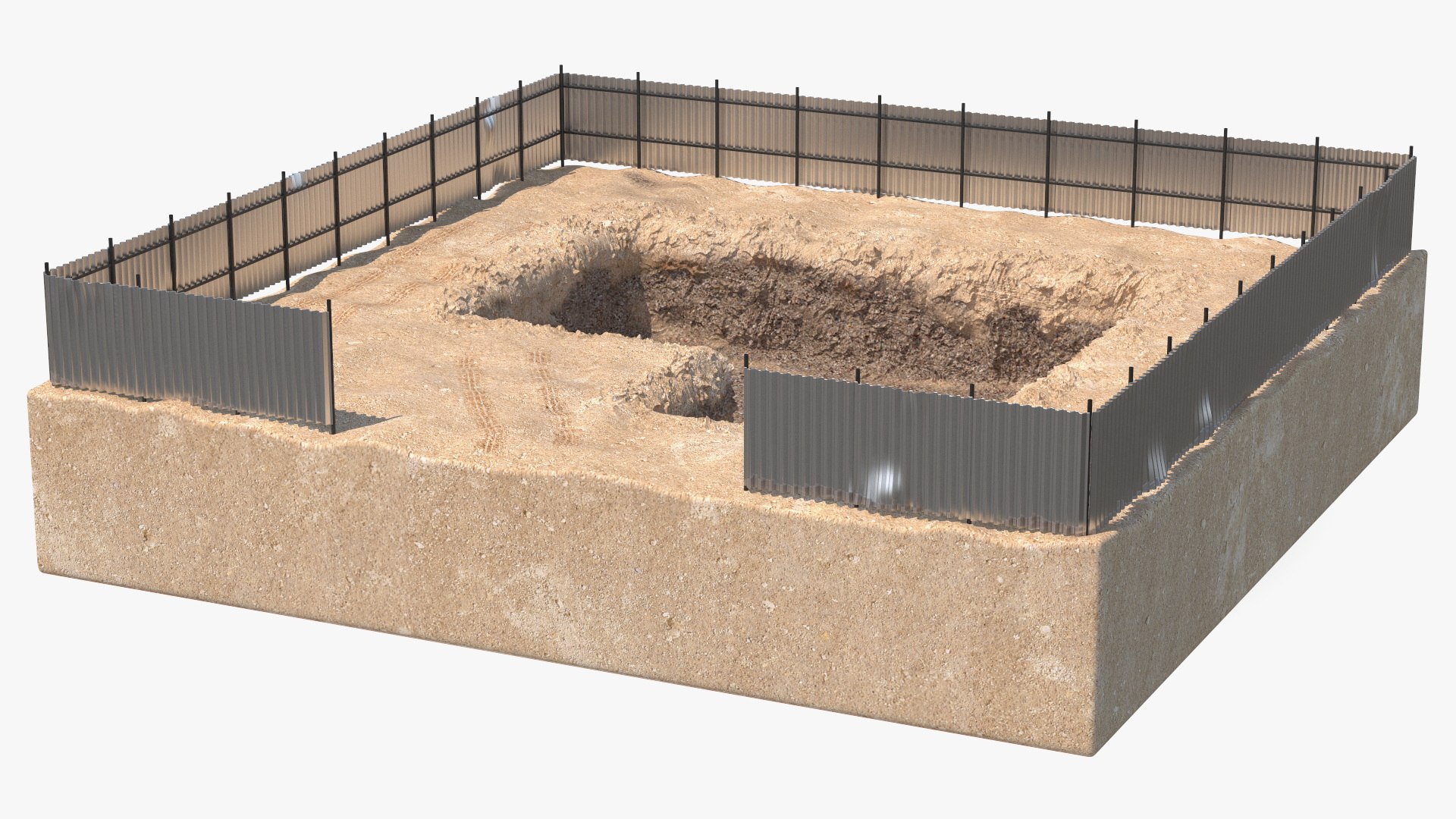3D Model Excavated Building Foundation Terrain - TurboSquid 2288112
