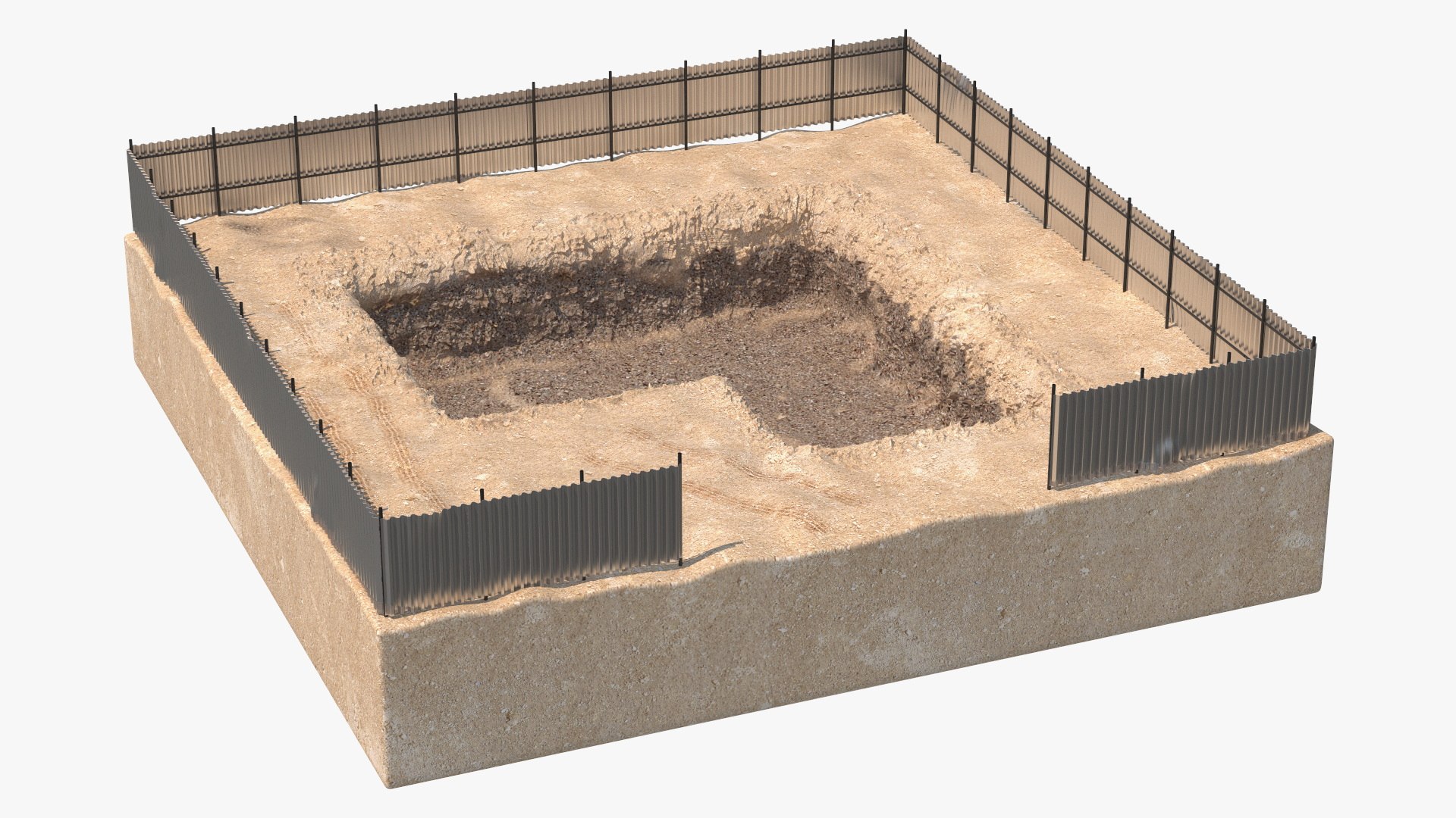 3D Model Excavated Building Foundation Terrain - TurboSquid 2288112