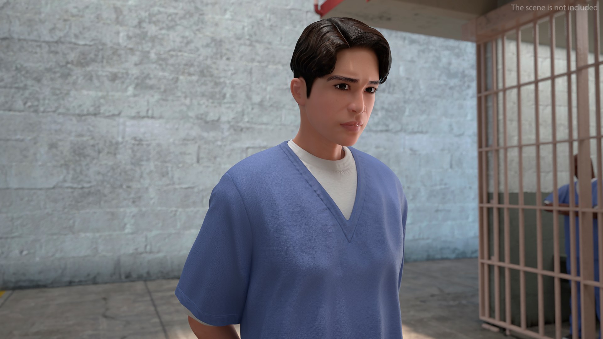 Asian Prisoner Blue Uniform In Handcuffs 3D Model - TurboSquid 2363211