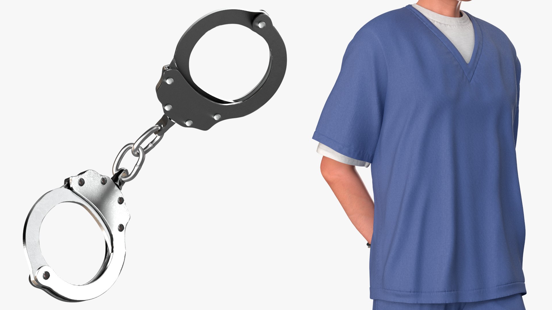 Asian Prisoner Blue Uniform In Handcuffs 3D Model - TurboSquid 2363211