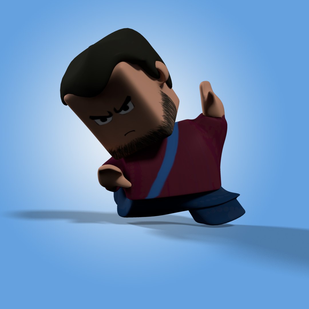 3d Cartoon Squared Character Rigged Model