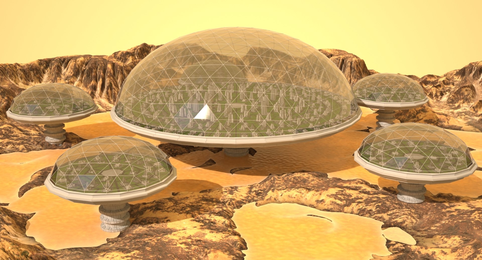 3d planet cities model