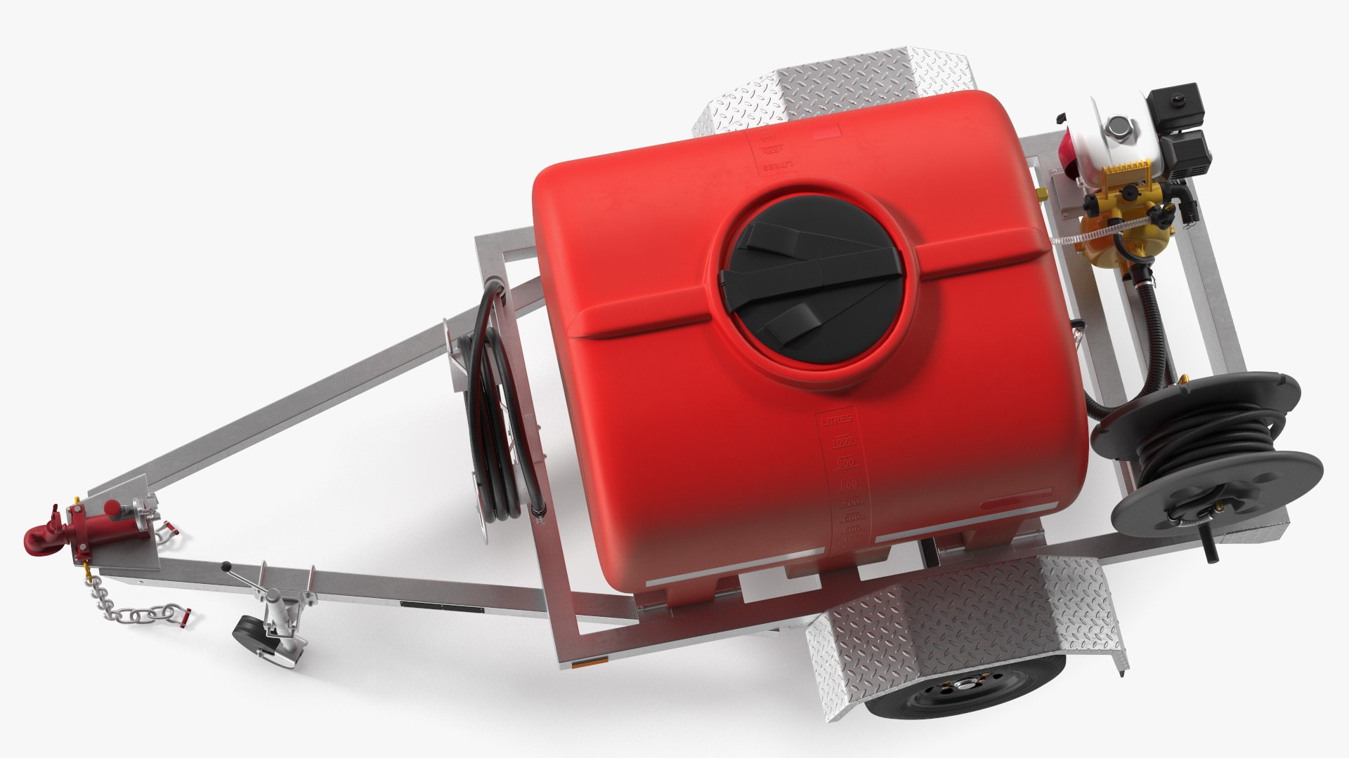 Portable Fire Tank Trailer With Pump Rigged 3D Model - TurboSquid 2239774