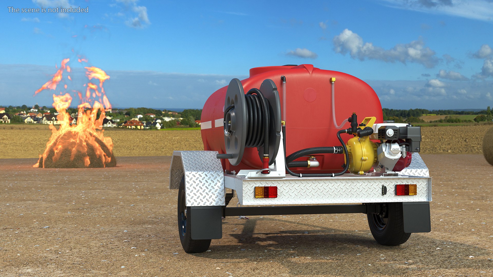 Portable Fire Tank Trailer With Pump Rigged 3D Model - TurboSquid 2239774