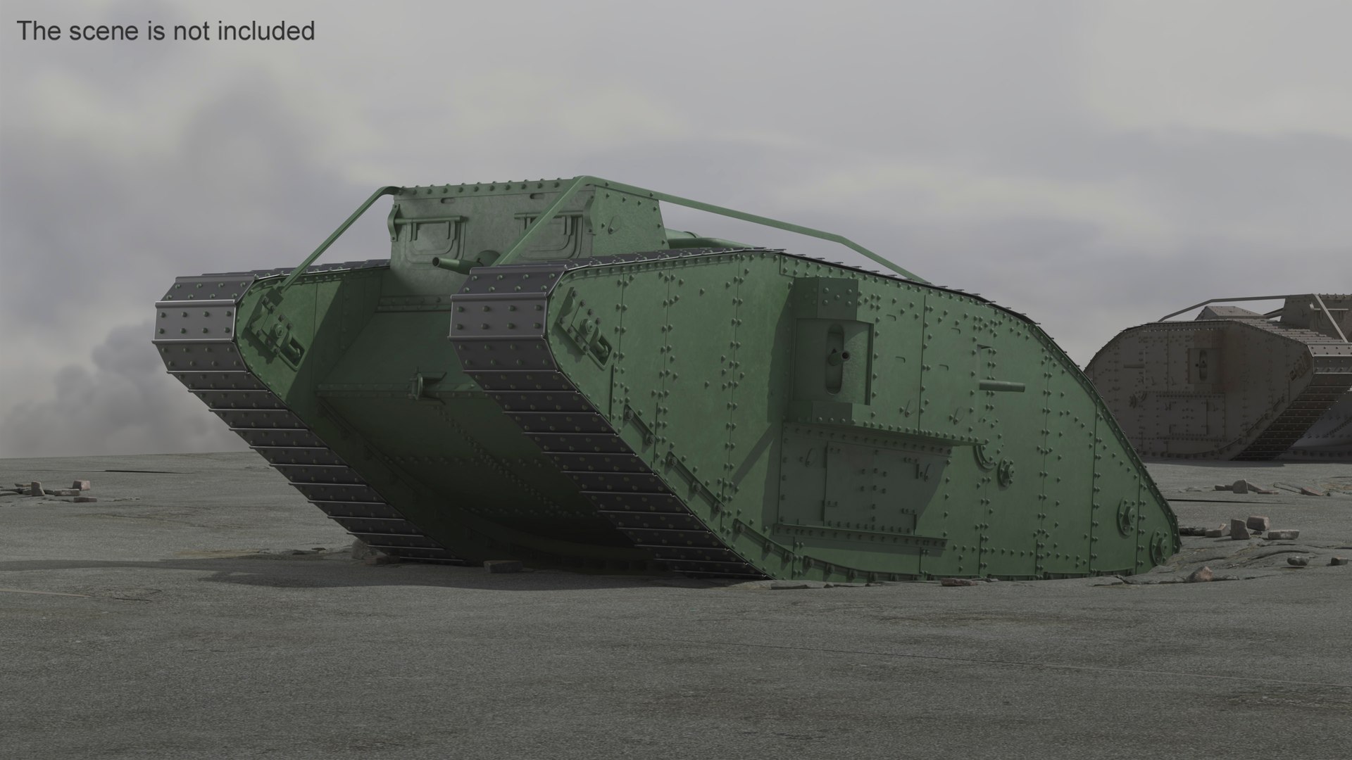 Tank MK 4 Female Green Rigged For Cinema 4D 3D Model - TurboSquid 2250268