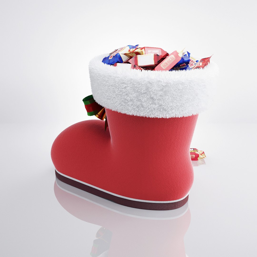 3d christmas boot candies model