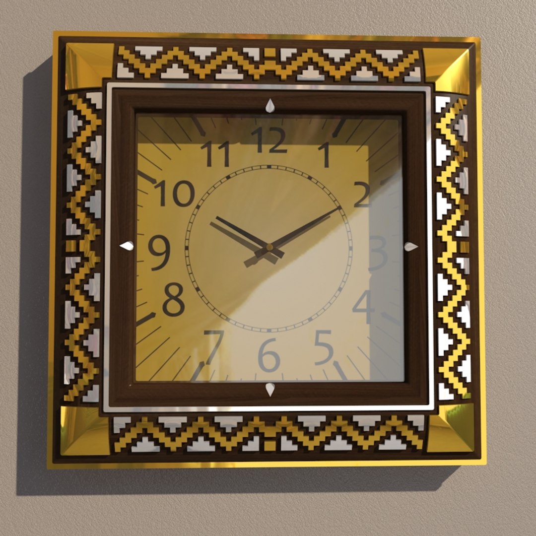 Square Wall Clock Decoration 3D Model - TurboSquid 1605598