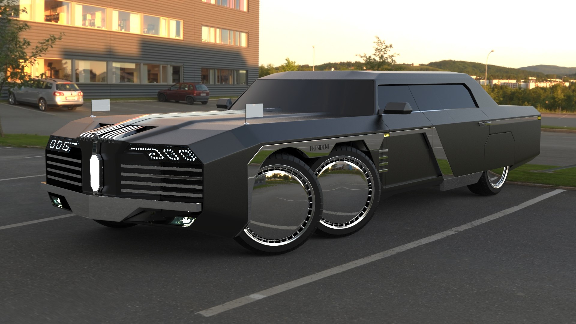 3D Model President New Limousine Cyperpunk 6x6 Concept Design ...