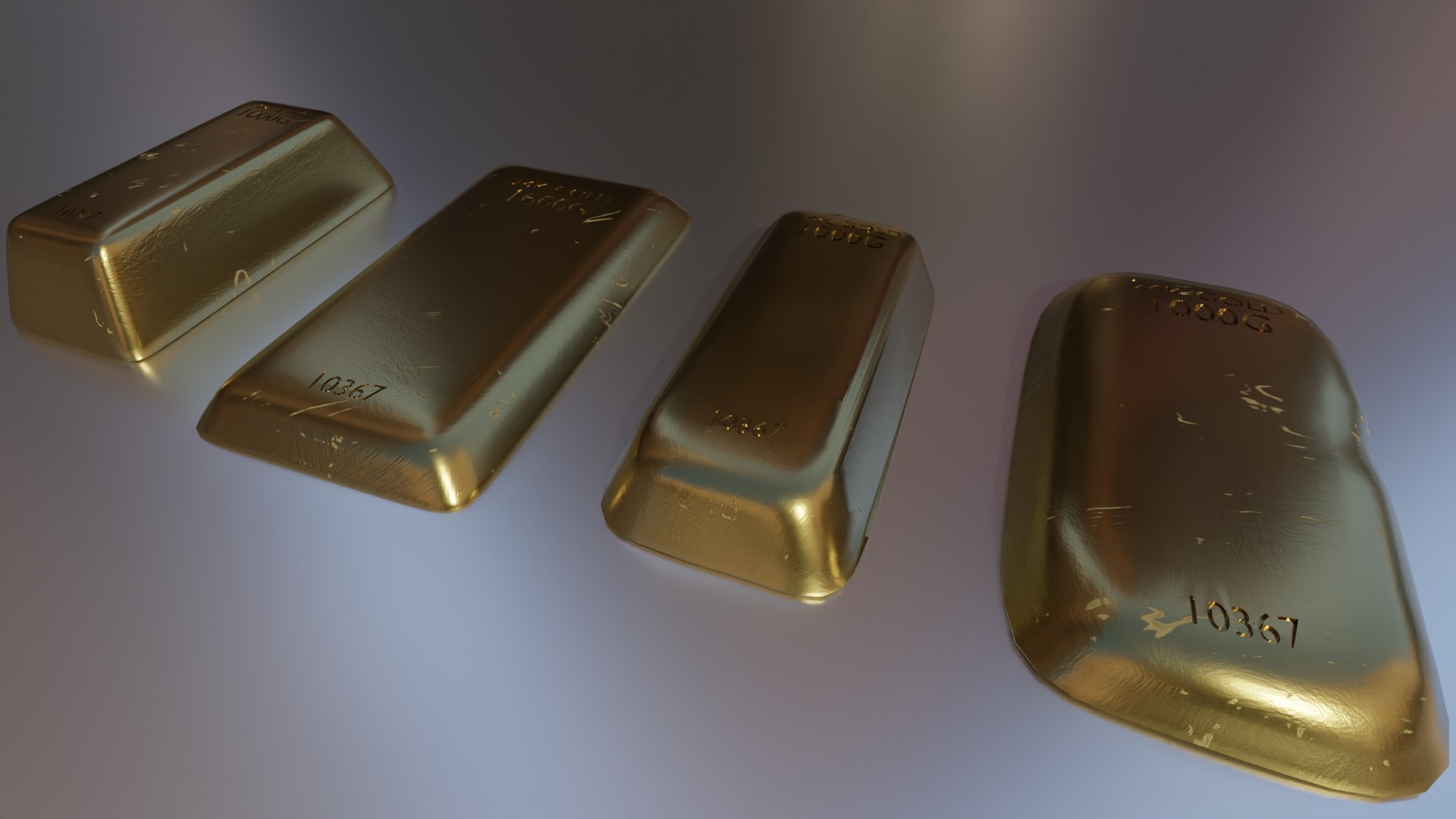 4 different gold bars 3D - TurboSquid 1873991