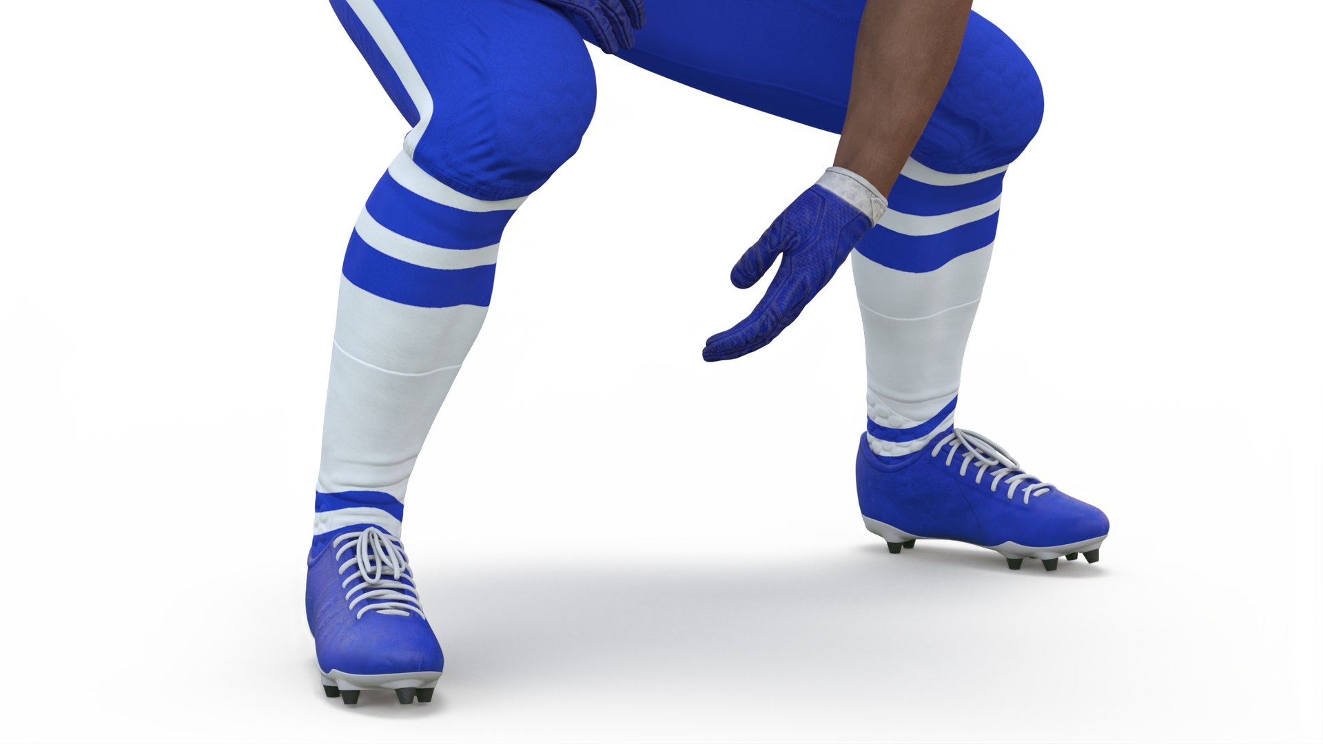 Black Man American Football Player Crouching Blue Uniform Model ...