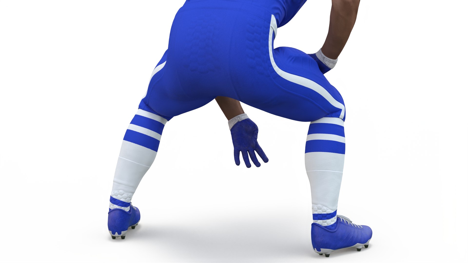 Black Man American Football Player Crouching Blue Uniform Model ...