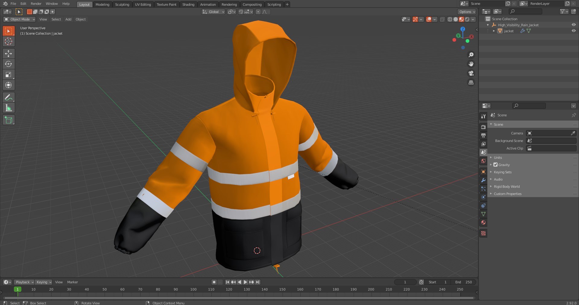 High Visibility Rain Jacket 3D Model - TurboSquid 2131658