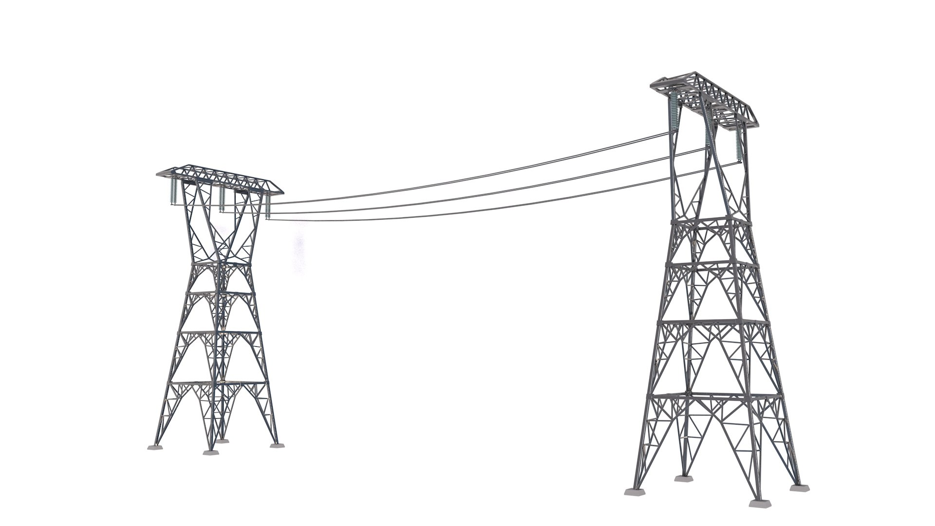 3D Model Power Lines Pylons - TurboSquid 1895923