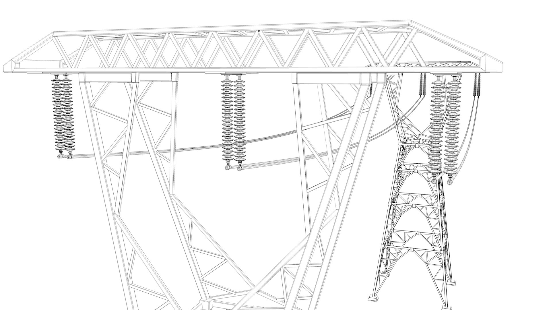 3D Model Power Lines Pylons - TurboSquid 1895923