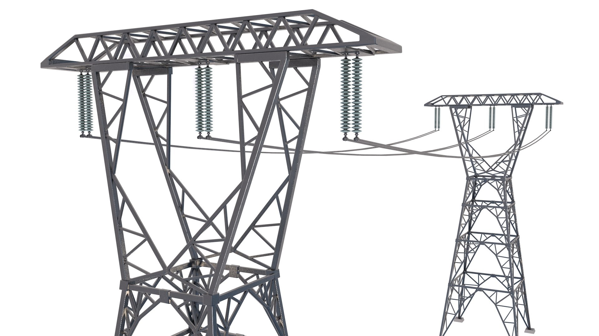 3D Model Power Lines Pylons - TurboSquid 1895923
