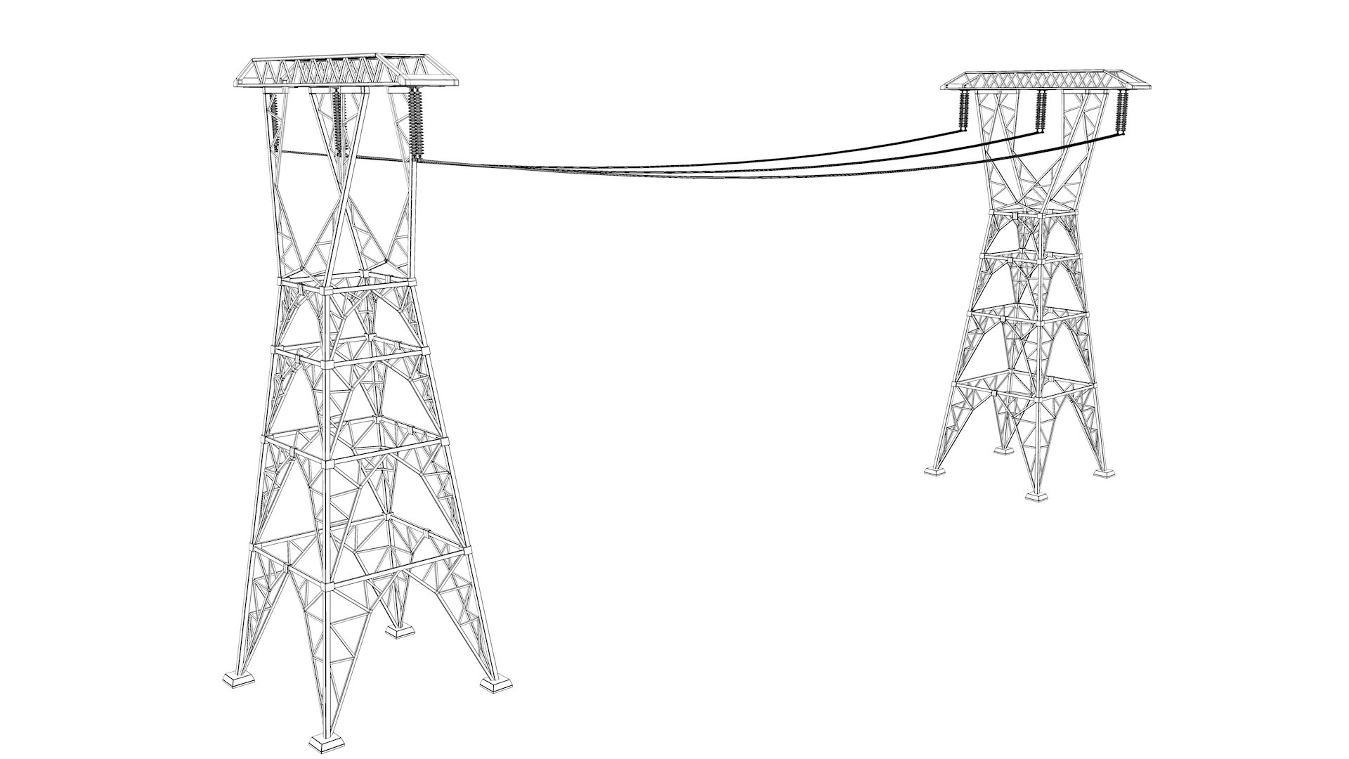 3D Model Power Lines Pylons - TurboSquid 1895923