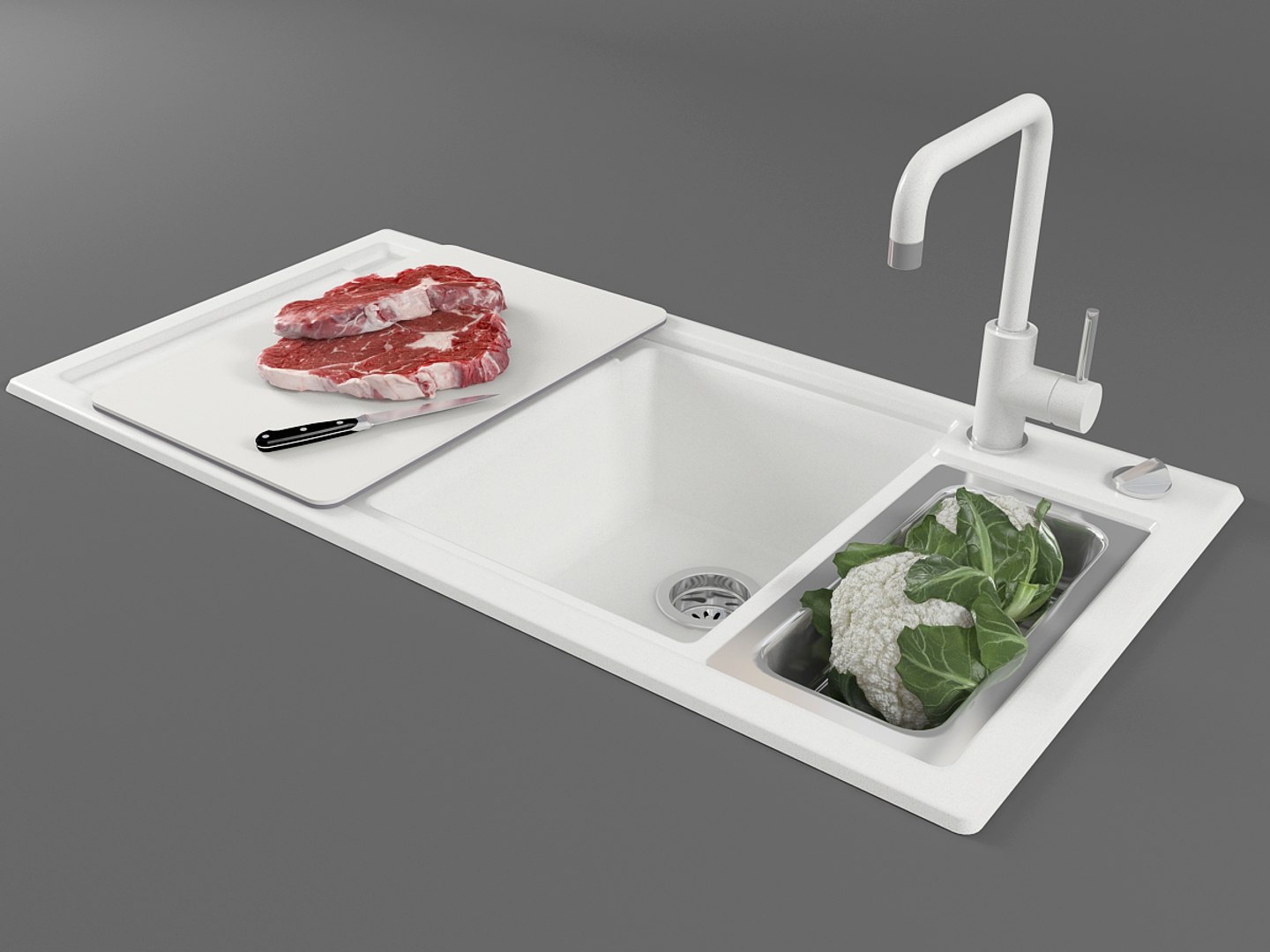 Axon Cream Kitchen Sink Model - TurboSquid 1351979