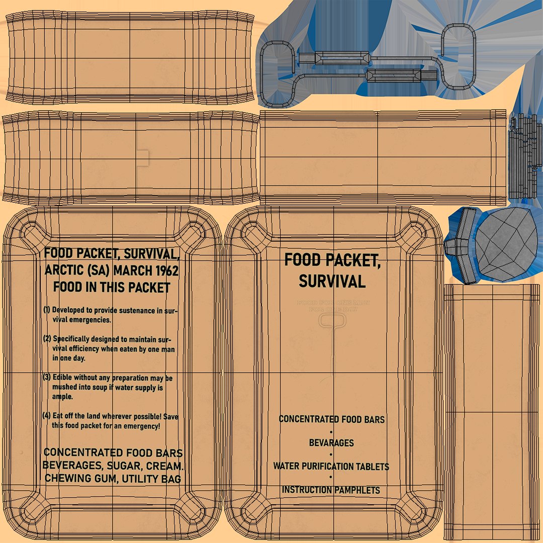 3D US MRE 1962 Food Packet PBR - TurboSquid 1883658