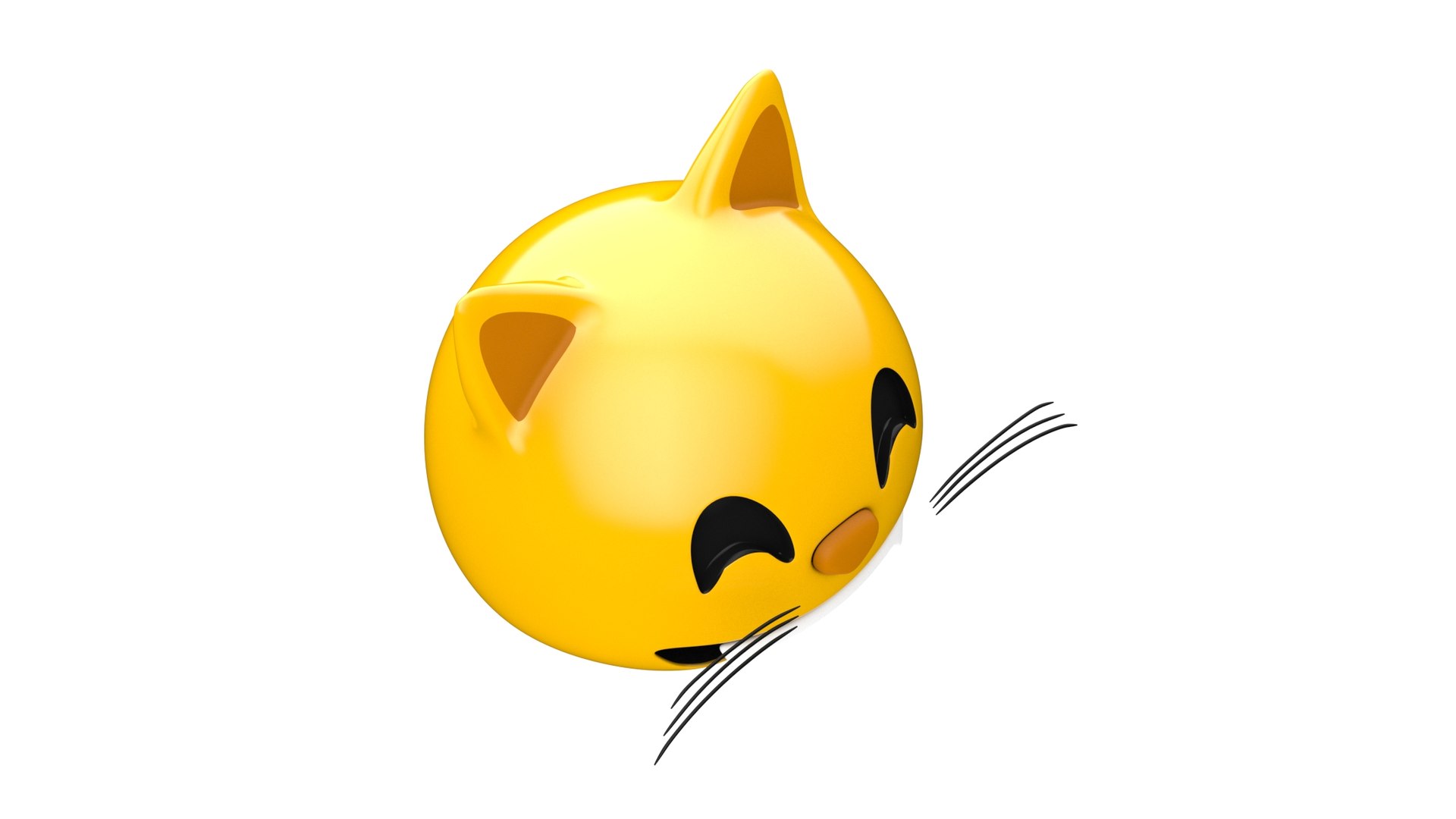 3D Apple Grinning Cat With Smiling Eyes - TurboSquid 1872135