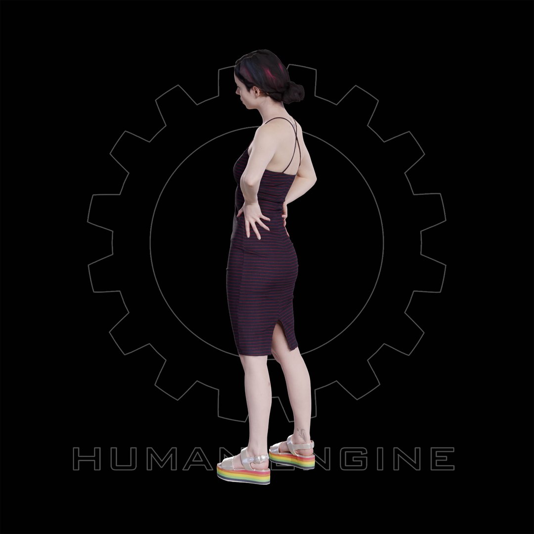 Female Scan - Amy In A Striped Dress 154 3D - TurboSquid 2142630