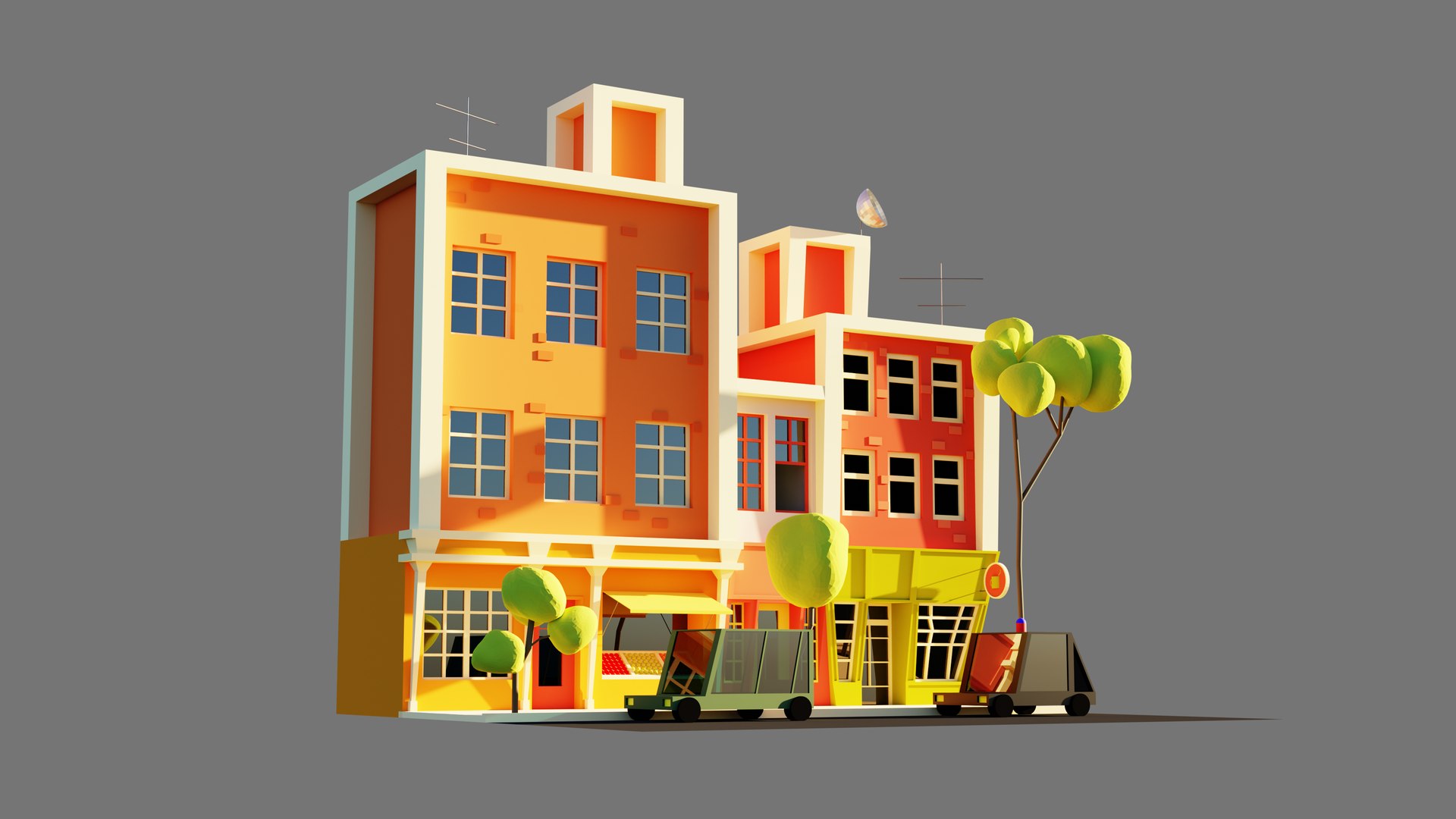 3D Low Poly Street - TurboSquid 1837490