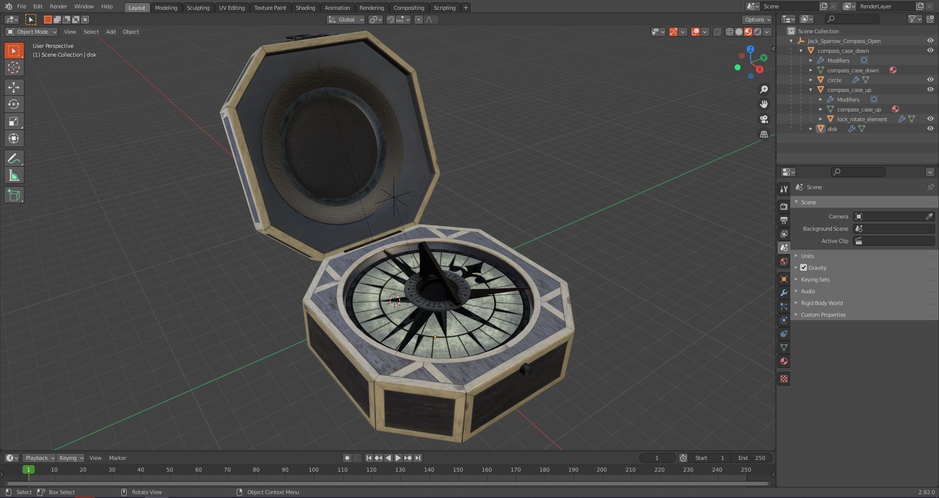 3D Jack Sparrow Compass Open - TurboSquid 2146531
