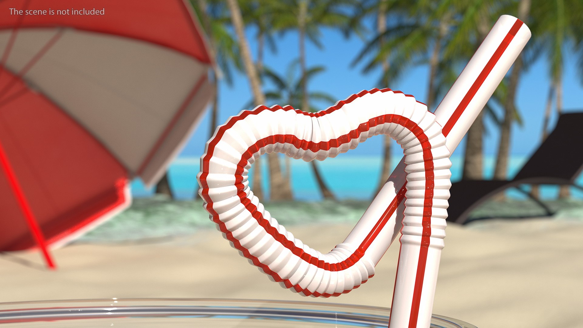 Heart Shaped Drinking Straw With Stripes 3D Model - TurboSquid 1799384