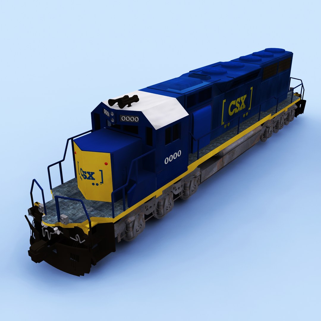 3D Model CSX EMD And GE Locomotives With Coal Oil And Container ...