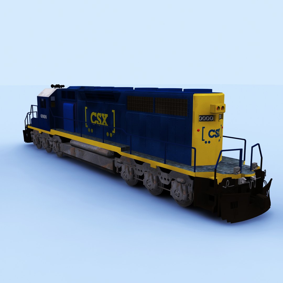 3D model CSX EMD and GE locomotives with coal oil and container ...