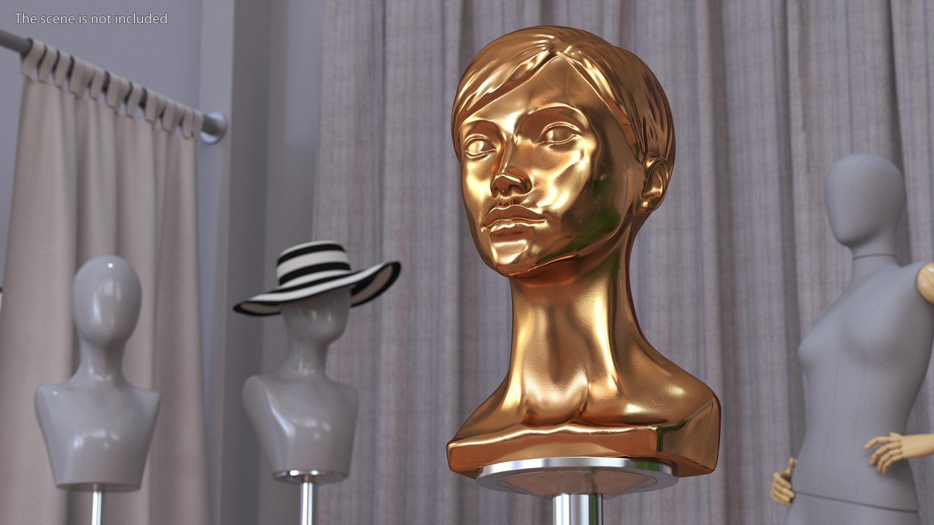 Golden Woman Mannequin Head With Hair 3D - TurboSquid 2211810