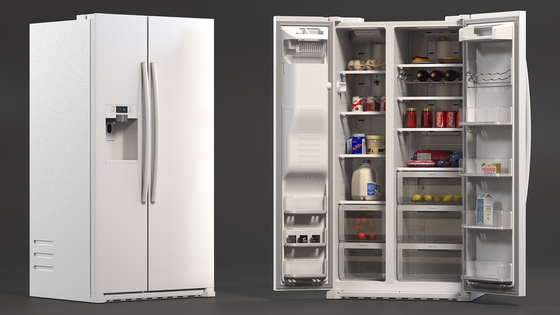 3D Samsung Side By Side Refrigerator Open with Products - TurboSquid ...