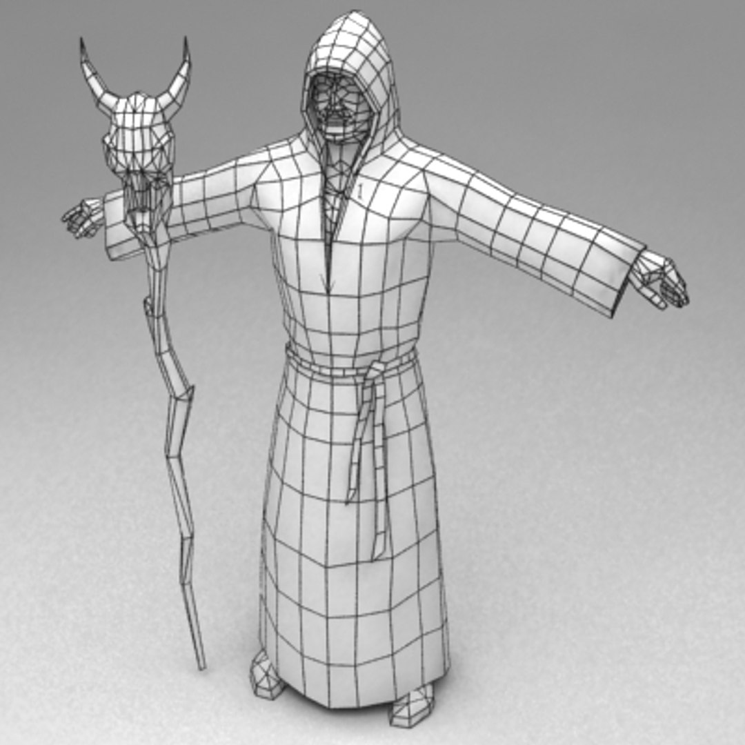 3d model staff monk necromancer