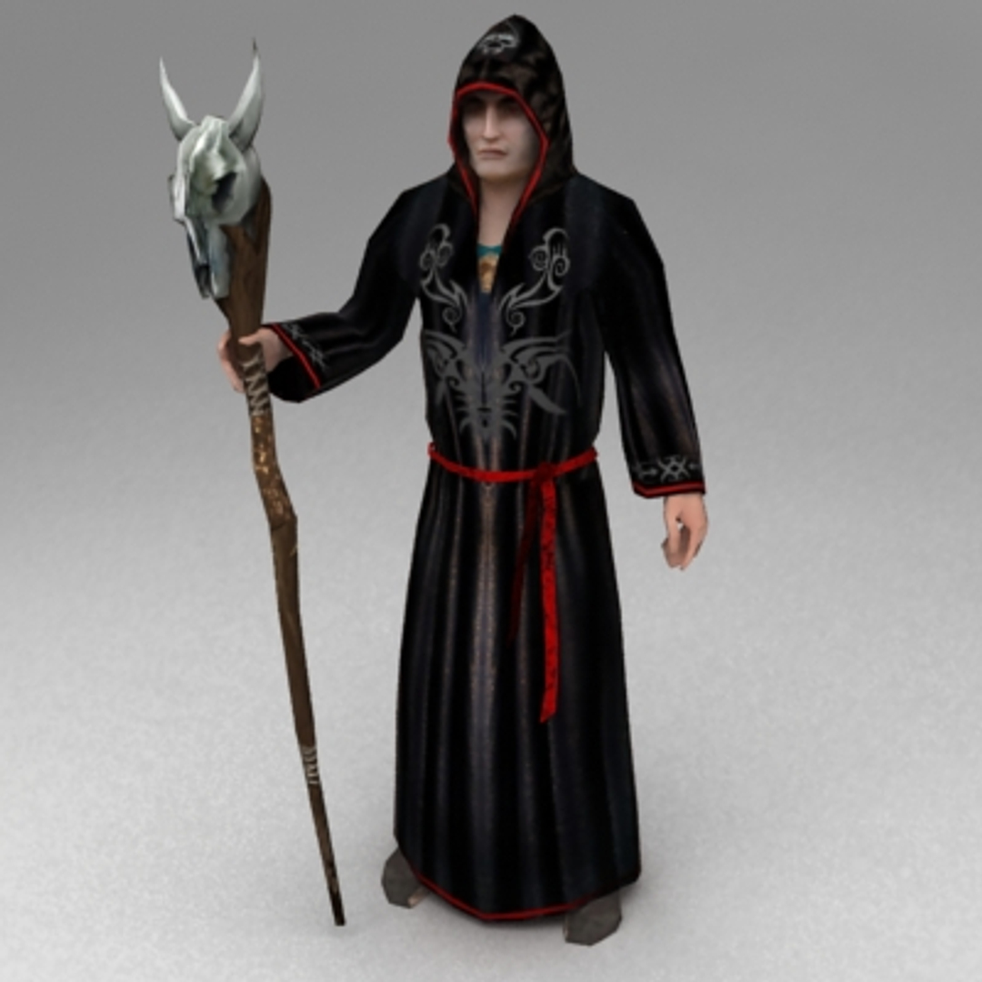 3d model staff monk necromancer