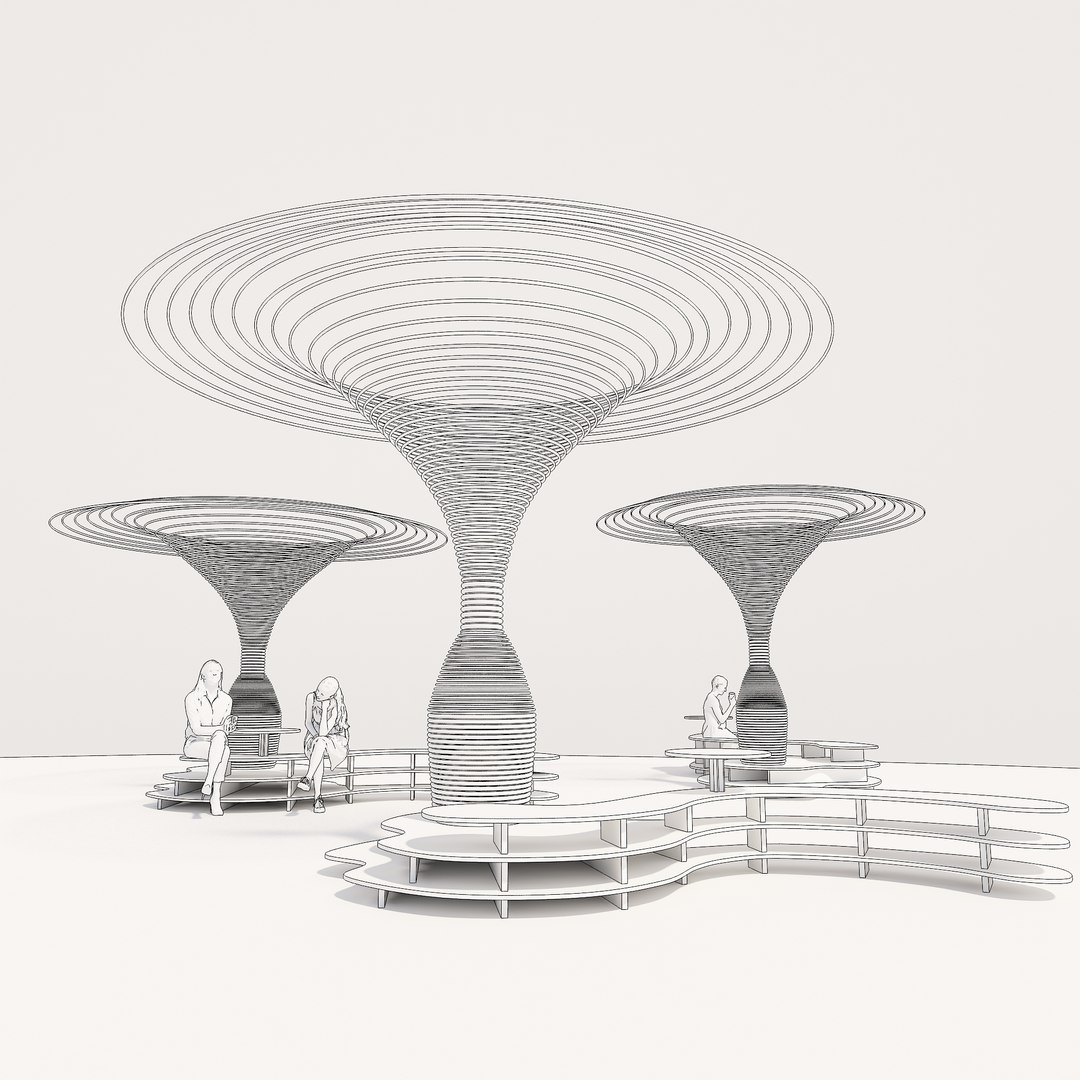 Modern Exterior Design Square Decoration Sculpture Trees Landscape ...