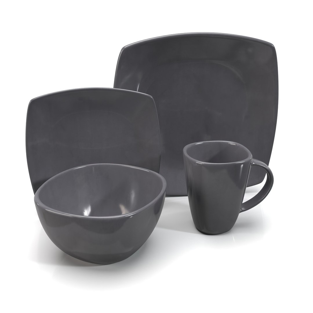 Gibson Soho Lounge Square Reactive Glaze Dinnerware Set PBR 3D Model ...