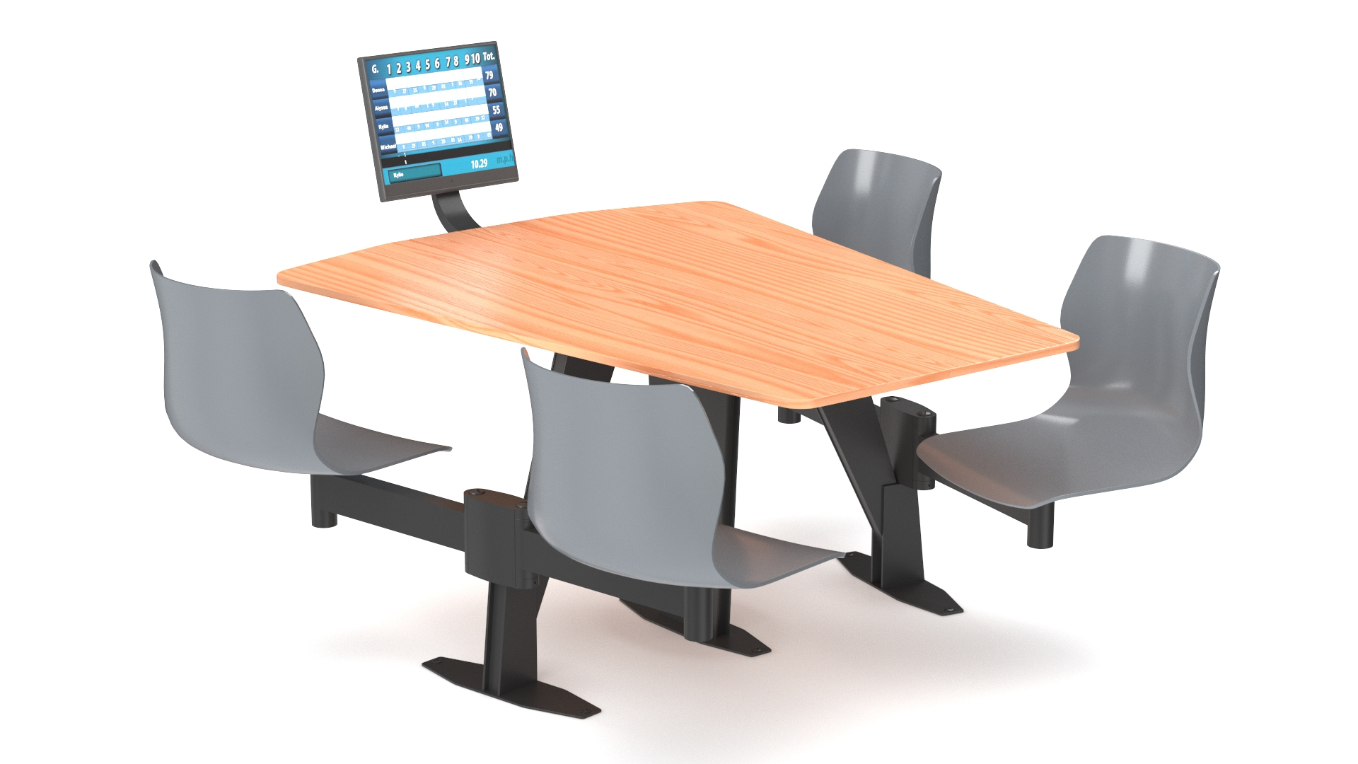 Bowling Table With Gray Chairs And Monitor Model - TurboSquid 2230770