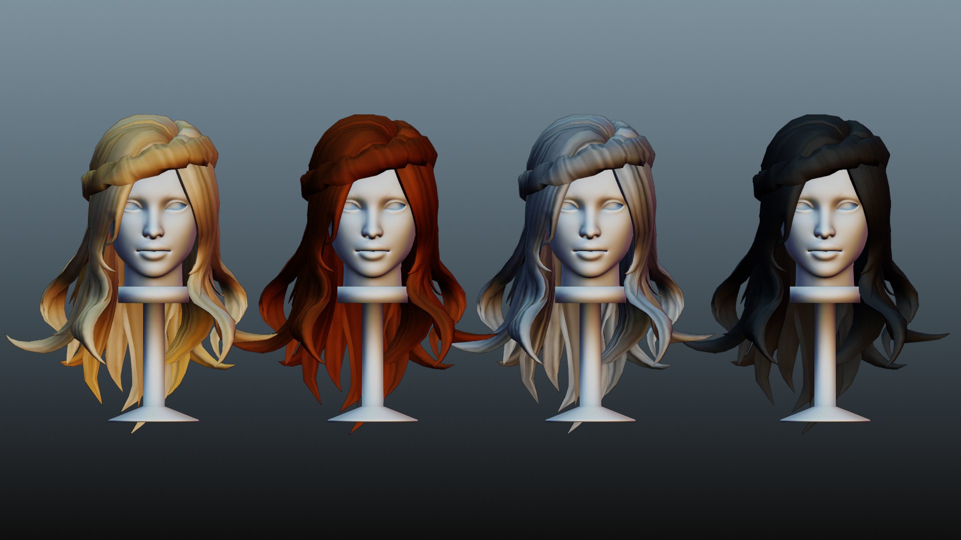 3D Female Hair 4 Colors - TurboSquid 2208660