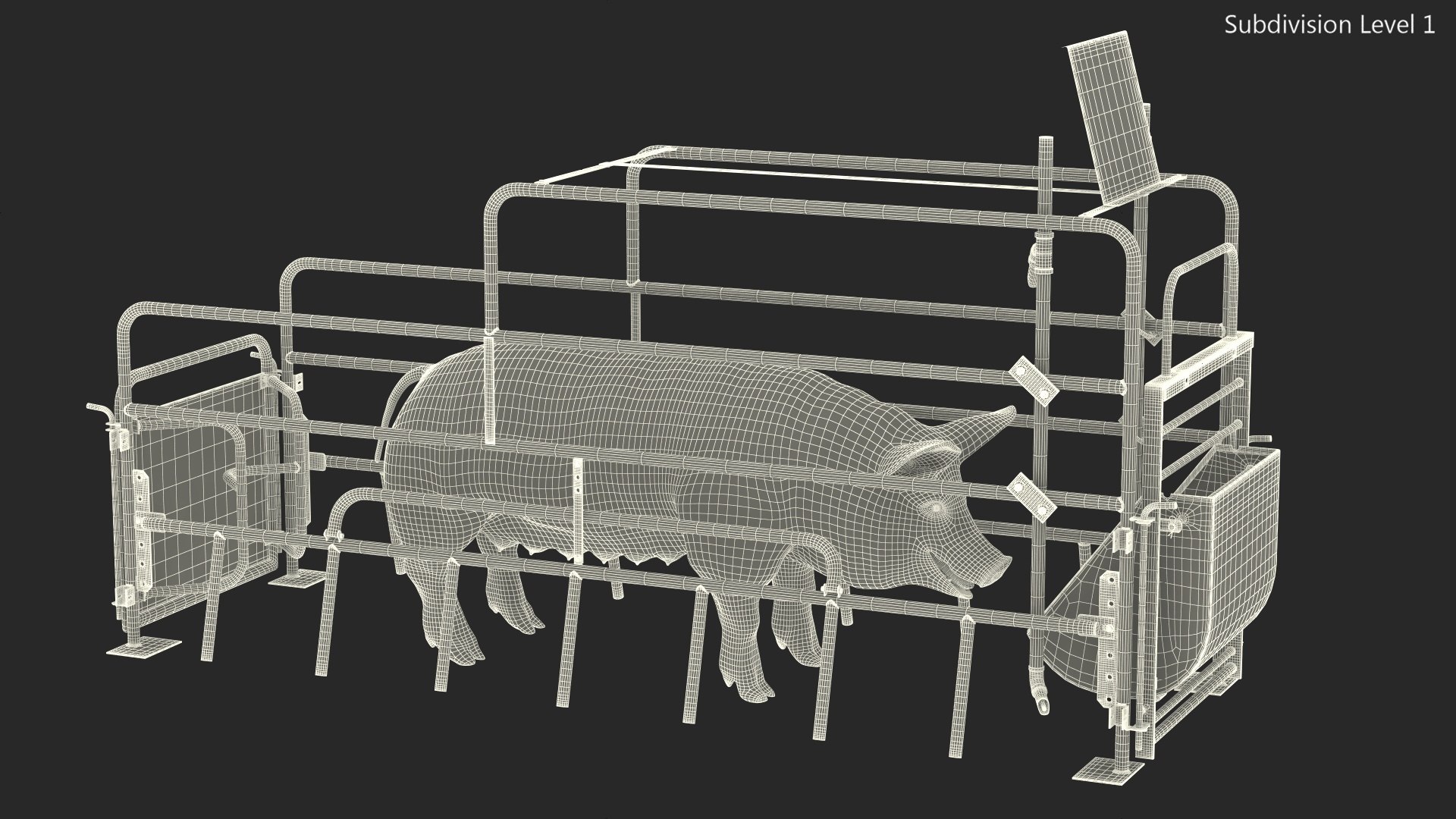 3D Pig In Farrowing Crate Model - TurboSquid 2063790