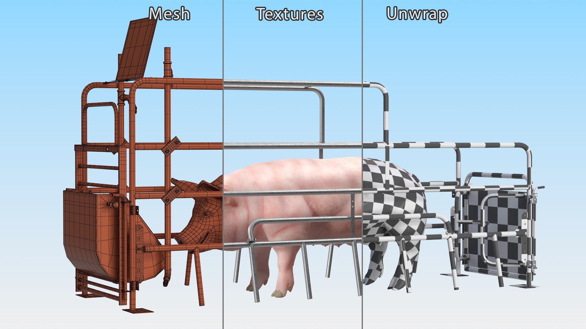 3D Pig In Farrowing Crate Model - TurboSquid 2063790