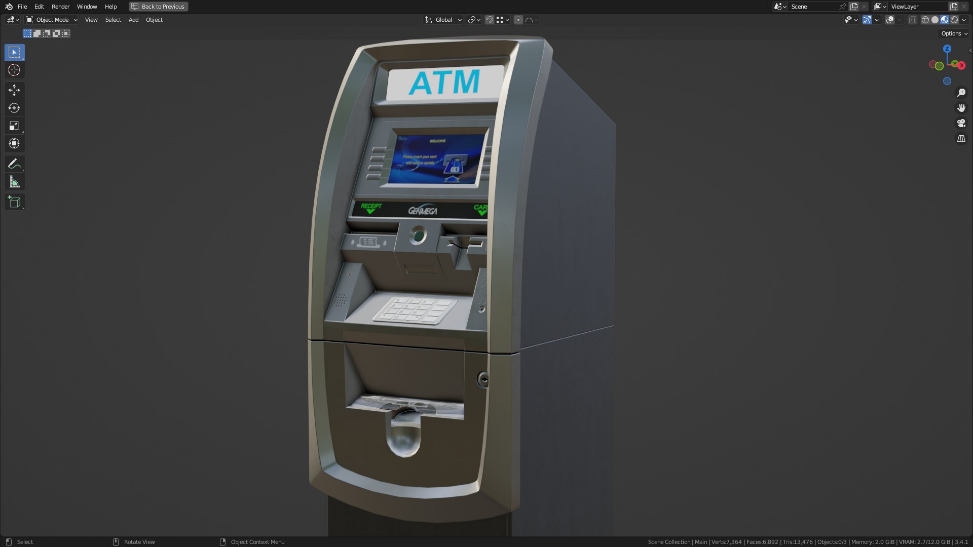 Genmega G2500 ATM Machine High Quality 3D Model - TurboSquid 2147148