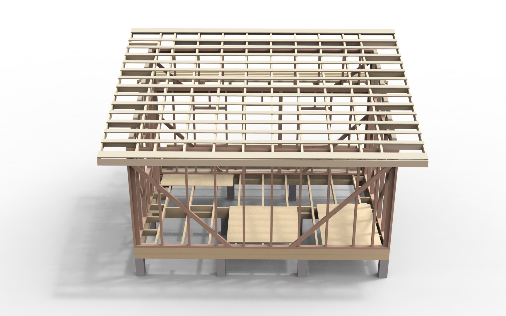 Wooden Frame House 3D Model - TurboSquid 1592270