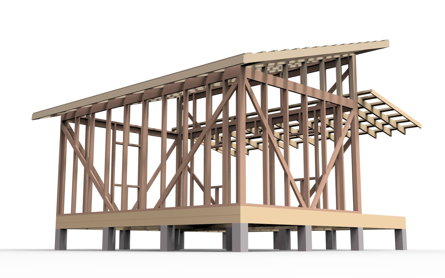 Wooden Frame House 3D Model - TurboSquid 1592270