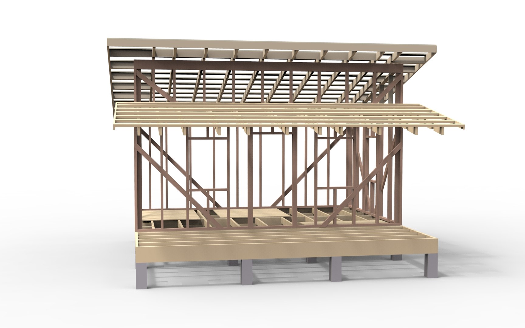 Wooden Frame House 3D Model - TurboSquid 1592270