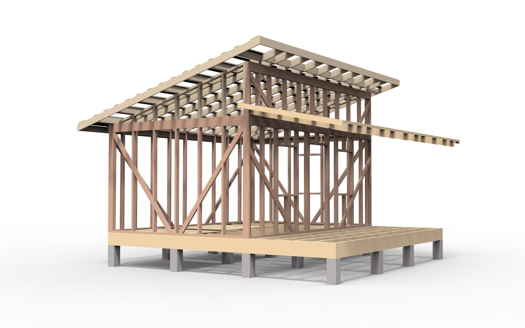 Wooden Frame House 3D Model - TurboSquid 1592270