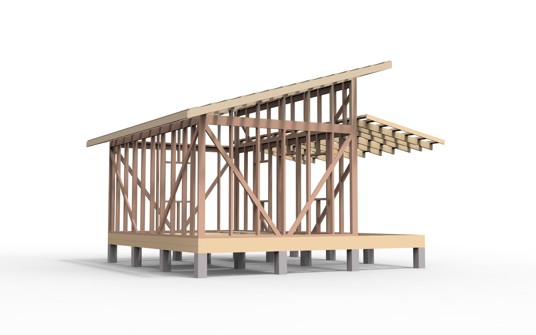 Wooden Frame House 3D Model - TurboSquid 1592270