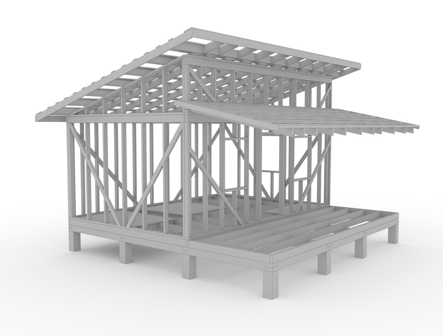 Wooden Frame House 3D Model - TurboSquid 1592270