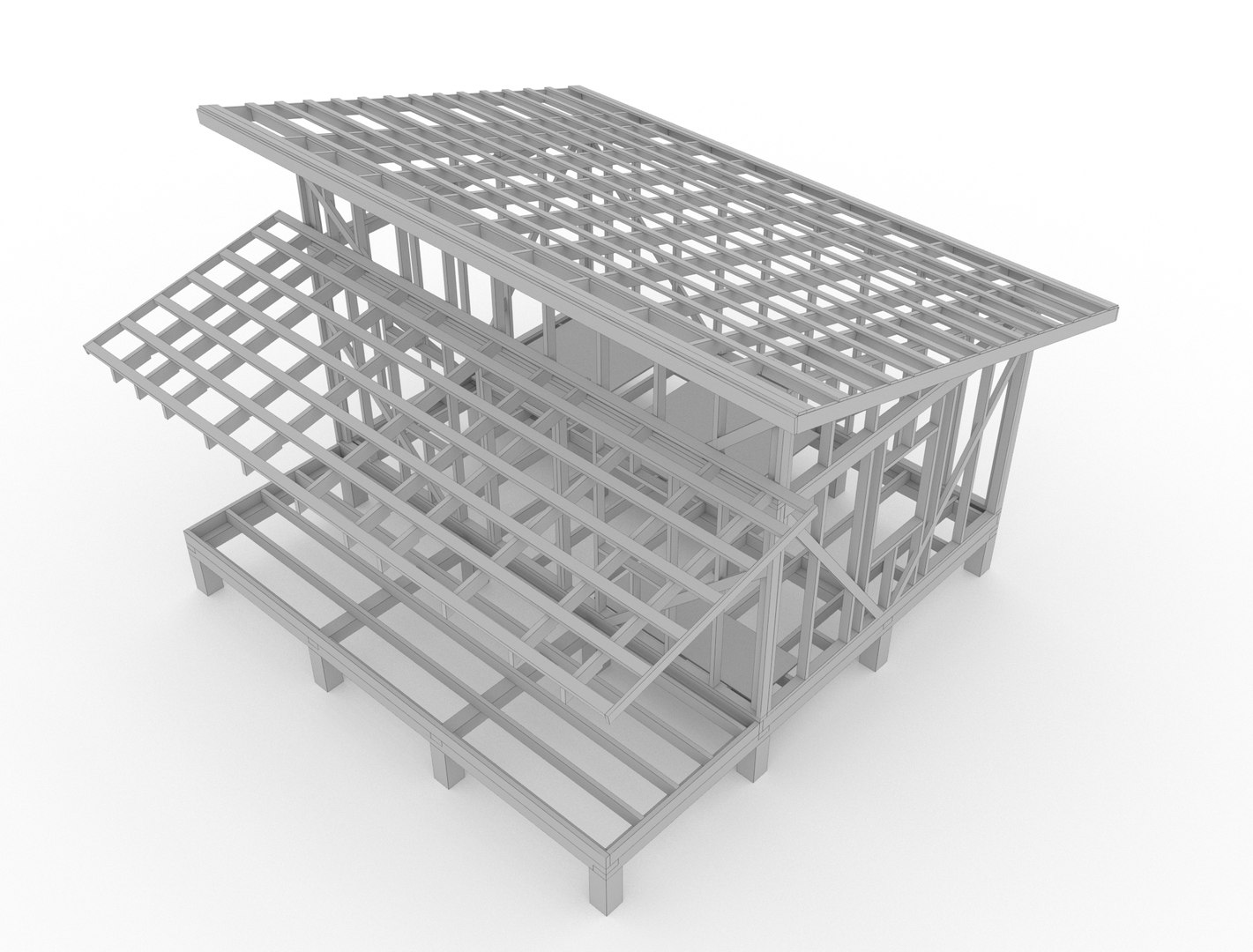 Wooden Frame House 3D Model - TurboSquid 1592270